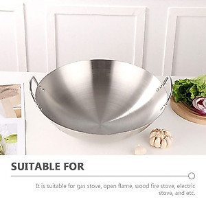 STOBAZA Stainless Steel Wok Pan, 34cm, Nonstick, Multipurpose, Dishwasher Safe