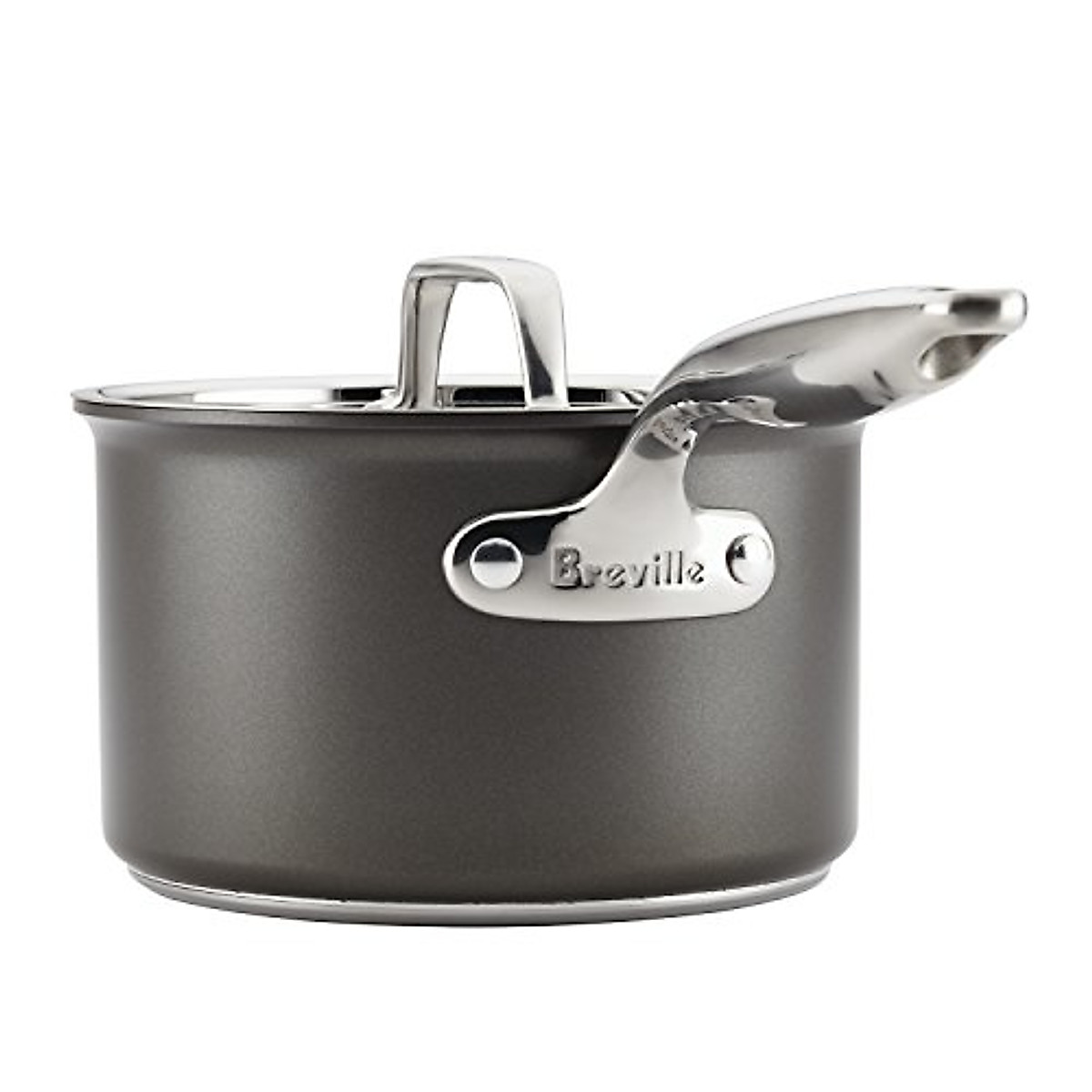 Breville - 84478 Breville Thermal Pro Hard Anodized Nonstick Sauce Pan/Saucepan with Lid, 2 Quart, Gray