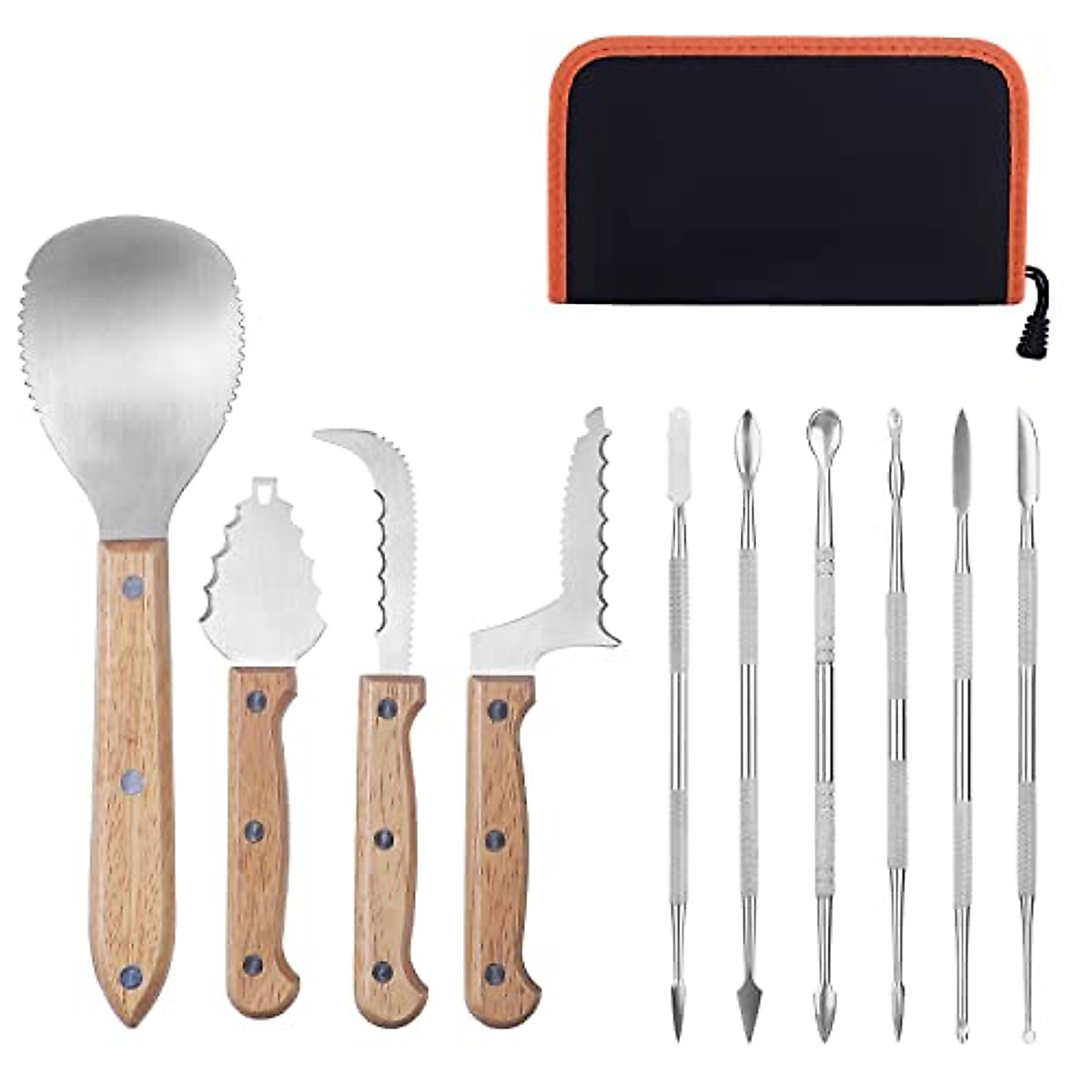 Antner Professional Pumpkin Carving Tool Kit 10 PCS Premium Stainless Steel Carving Tools for Easily Carve Sculpt Halloween Jack-O-Lanterns