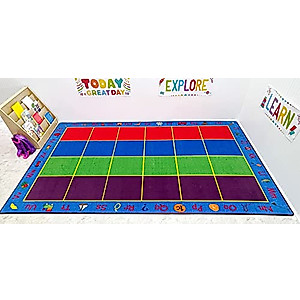 KidCarpet.com ABC Rainbow Seating Classroom Rug with 24 Seats, 7'6" x 12' Rectangle