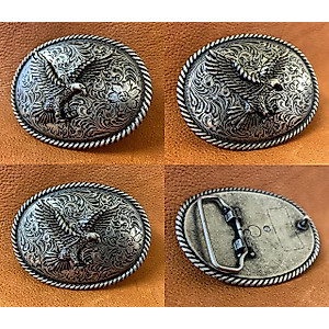 H8170 Western American Eagle Belt Buckle Fits 1-1/2"(38mm) Belt (Antique Silver)