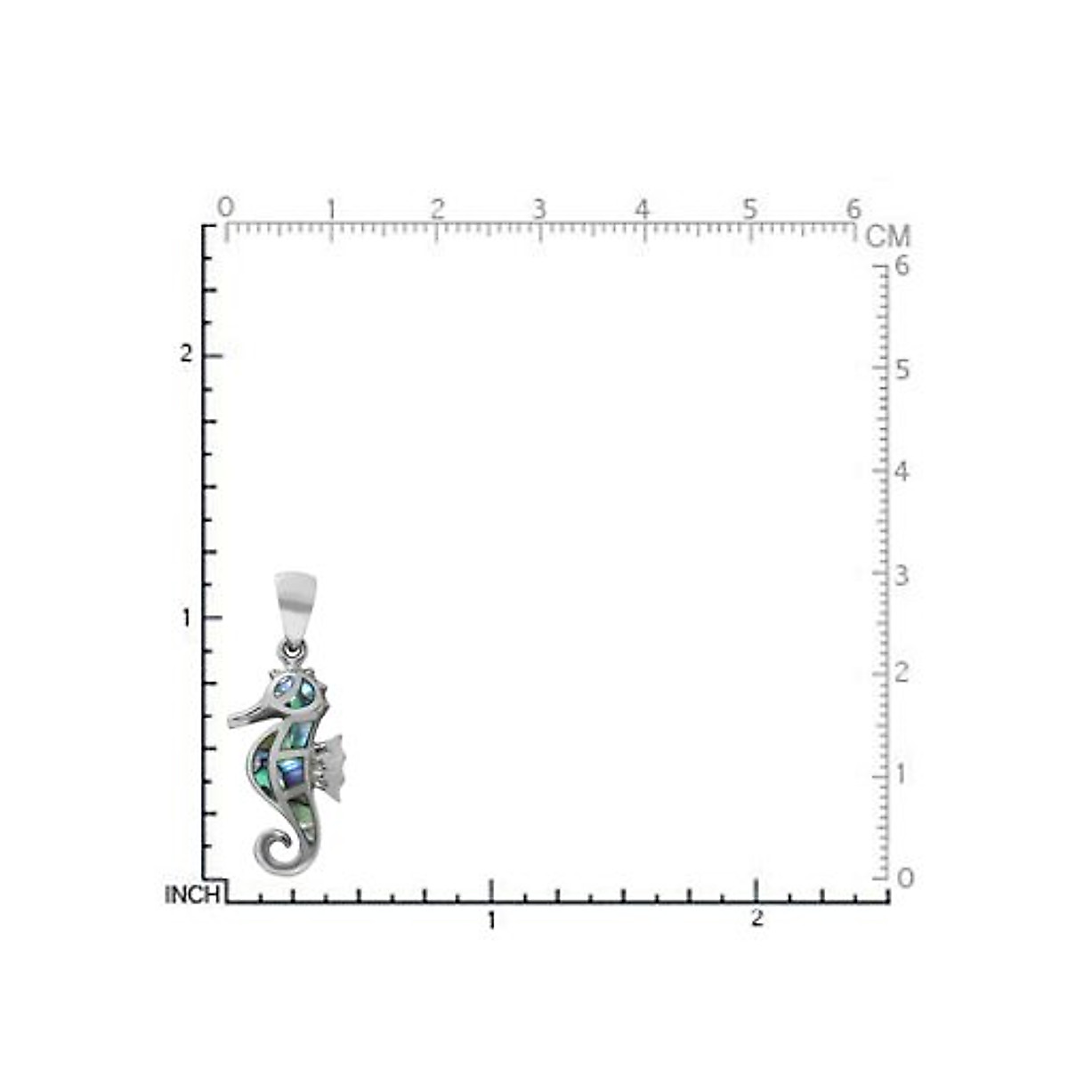 Silvershake Abalone Paua Shell Inlay 925 Sterling Silver Seahorse Pendant