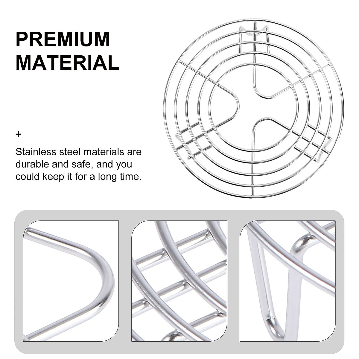 Housoutil Egg Steamer Rice Cooker Stainless Steel Microwave Pressure Cooker Wire Baking Rack Cooking Steaming Rack Egg Cooking Rack Steamer Pot Round Cooking Steam Rack Baking Steam Holder