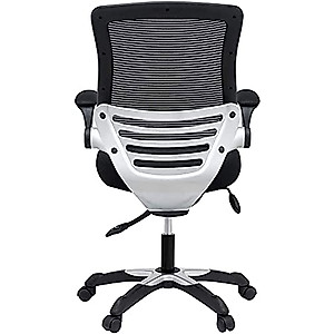 Modway Edge Mesh Back and Mesh Seat Office Chair In Black With Flip-Up Arms in Black