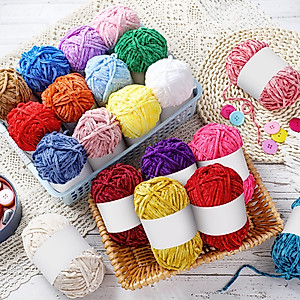 Timgle 20 Skeins Soft Chenille Yarn Thick Plush Yarn Multi Colors Soft Blanket Velvet Yarn for Crocheting and Knitting DIY Craft Total Length 20 x 145 M (20 x 159 Yards, 20 x 100 G)