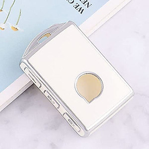 SANRILY Beige Soft TPU Sliver-Edge for Volvo Key Fob Cover XC90 XC60 S60 XC40 Accessories Keyless Full Covered Key Case Shell with Bling Leather Keychain