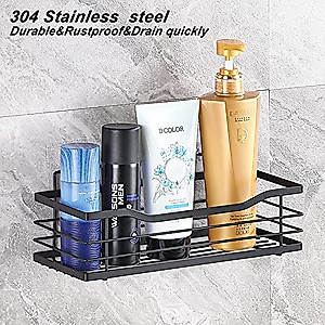 Shower Caddy, 5-Pack Shower Shelf, Shower Organizer with 4 Hooks Adhesive Shower Organizer No Drilling Large Capacity Rustproof Stainless Steel Bathroom Organizer Shower Shelf for Inside Shower