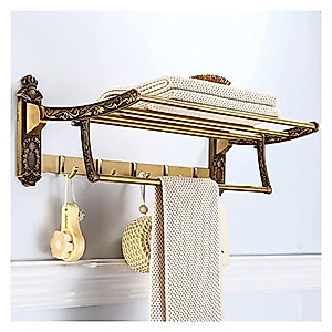 Towel BAR Rack Towel Rail for Bathroom,Punch-Free Bath Hand Towel Holder,Bathroom Towel Rail,European Antique Bathroom Rack Space Aluminum Towel Bar/Towel Rack (Color : Double Rod, Size : Christmas