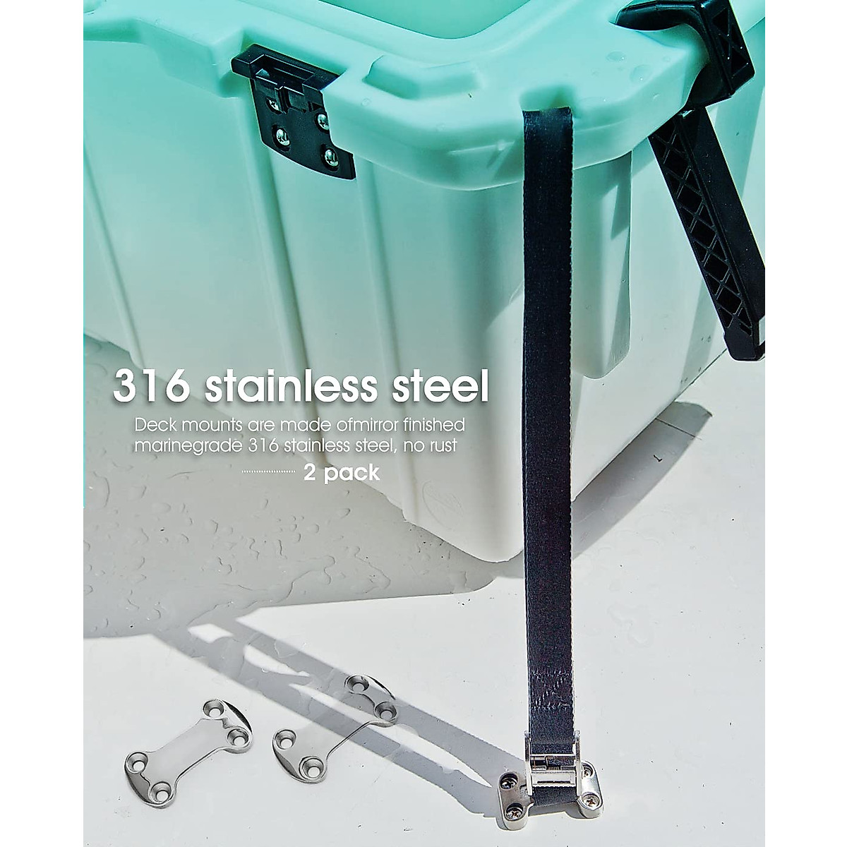 ALIENSX Cooler Tie Down Kit, Tie Down Straps for RTIC YETI Coolers, Cam Buckle Lashing Straps, Secure to Boats, Trailers, Trucks, ATVs and More, Prevent from Slipping (Blue)