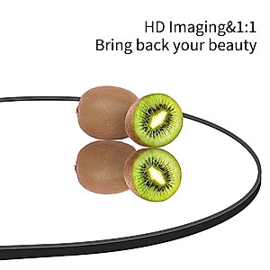 KOCUUY Oval Full Length Mirror with Hanging Leather Strap, 16"x48" Black Metal Frame Hanging Mirror, Full Body Dressing Mirror Wall Door Mirror for Bathroom Vanity Living Room Bedroom Entryway