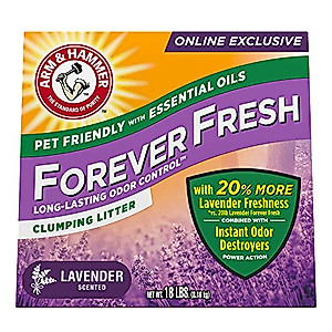 Arm & Hammer Forever Fresh Clumping Cat Litter Lavender, MultiCat 18lb With 20% More Lavender Freshness, Pet Friendly With Essential Oils