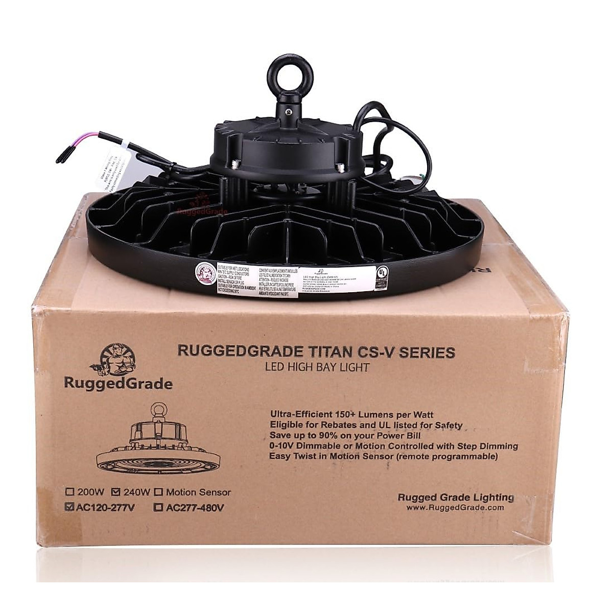 RuggedGrade 240 Watt - Titan 5 - CS Series LED High Bay UFO Light - Color Selectable on Fixture 4000K/5000K