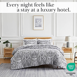 SouthShore FINE LINENS Pure Melody Collection - Premium Quality, Soft, Wrinkle, Fade, & Stain Resistant, Easy Care, Oversized Duvet Cover Set, Twin / Twin XL, Black