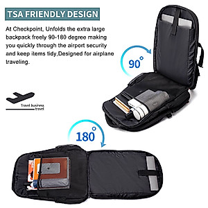 Extra Large Backpack for Men 50L,Insulated Cooler Lunch Box Backpack,17inch Travel Laptop Backpack with USB Charging Port,Water Resistant Big Capacity Computer Bag Work College School Bookbags,Black