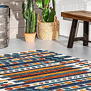 nuLOOM Melissa Abstract Bohemian Indoor/Outdoor Area Rug, 8' 10" x 12', Blue