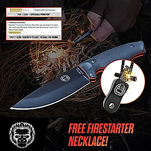Bushcraft Survival Knife | Full Tang Fixed Blade Outdoor Camping Hunting Knife In Sheath Gift For Him | 1095 High Carbon Steel Knife Fire Starter Scraper & Paracord | Bushcraft Survival Knife Gift