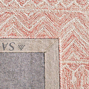 SAFAVIEH Micro-Loop Collection Area Rug - 8' x 10', Pink & Ivory, Handmade Moroccan Boho Tribal Wool, Ideal for High Traffic Areas in Living Room, Bedroom (MLP502U)