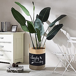 YOUDENOVA Woven Rope Laundry Basket, Tall Dirty Clothes Hamper for Blanket Storage in Bedroom, Bathroom,Living Room - Brown, 58L