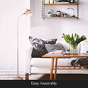 Brightech Zoey LED Floor Lamp - Flexible, Bright Standing Task Light for Puzzles, Crafting, Sewing and Reading - Perfect Dimmable Lighting for Kids Bedrooms, Desks, Nurseries, & Offices - Pastel Pink