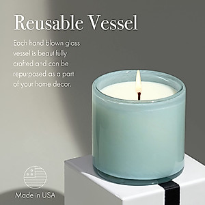 LAFCO New York Classic Candle, Marine - 6.5 oz - 50-Hour Burn Time - Reusable, Hand Blown Glass Vessel - Made in The USA