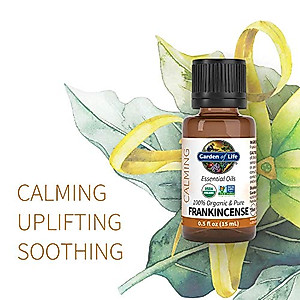 Garden of Life Essential Oil, Frankincense 0.5 fl oz (15 mL), USDA Organic & Pure, Clean, Undiluted & Non-GMO - for Diffuser, Aromatherapy, Meditation, Skincare - Calming, Uplifting, Soothing