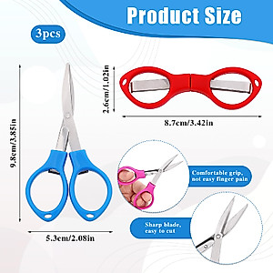 3 PCS Small Folding Scissors Portable Paper Cutter Scissors Fabric Keychain Scissors Stainless Steel Travel Scissors Safety Retractable Glasses-Shaped Mini Shear for Embroidery Crafts Cutting Sewing