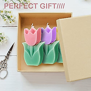 3 Pcs Flower Shaped Candles Tulip Candles Aesthetic Cool Candles Cute Candles Paraffin Wax Decorative Candle Room Decor Funky Scented Flower Candle for Gift Wedding Party Favors, Pink, Yellow, Purple