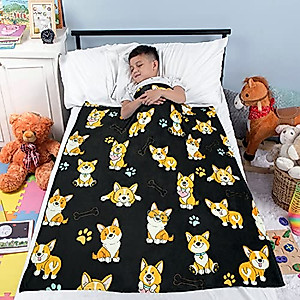 Corgi Blanket Cute Corgi Blankets Gifts for Corgi Lovers Women Soft Flannel Throw Blanket for Couch Sofa Christmas Birthday Gifts, 50x60 Inch
