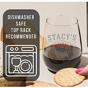 Personalized Etched 17oz Stemless Wine Glass - Customized Gifts for Women, Unique Custom Name Happy 40th Birthday Gifts for Mom Sister Adult Daughter, Turning Years Old for Her, Bday Party, Bernard