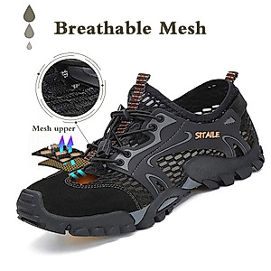 Water Shoes Men Women Quick Dry Barefoot Aqua Swim River Shoes for Pool Beach Hiking Walking Shoes Black Size 12 Women/9.5 Men
