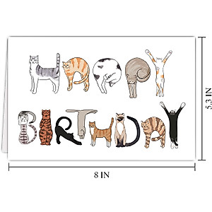 Bhiosng Happy Birthday Card for Cat Lover, Funny Cats Birthday Cards for Men Women, Cute Cat Owner Birthday Gift From Cat, Humor Cat Birthday Gift Card For Dad Mom Brother Sister Cat Lover
