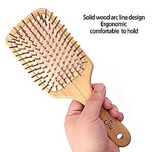 SIU Bamboo Paddle Hair Brush Detangling Hairbrush for Women, Men and Kids, Suitable for All Hair Styles - Large
