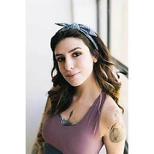 Maven Thread Bow Granite, Workout Headbands for Women, Wide Headbands W/Bow, Sports Running Headband for Exercise, Gym hairband Athletic Workouts and Yoga 4" Thick Non Slip Sweatbands for Women 2pk