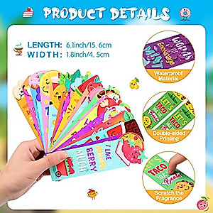 Scented Bookmarks Scratch and Sniff Bookmarks Fruit Food Theme Bookmarks for Kids Assorted Scented Bookmarks Cute Bookmarks for Students, Teens, Food Lovers, 20 Styles (60 Pcs)