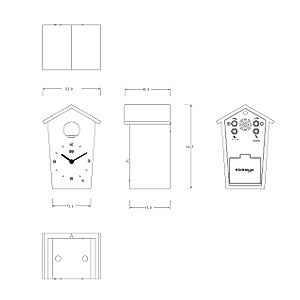 KOOKOO BirdHouse mini black, tiny modern cuckoo clock with 12 natural bird songs or cuckoo call