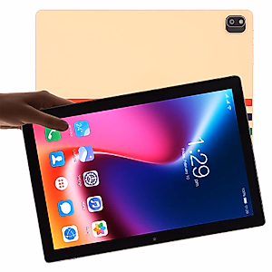 2 in 1 Tablet, 10.1 Inch 8GB 256GB FHD Tablet with Keyboard, 5G WiFi 4G Calling Tablet PC with Night Reading Mode for Office, Gaming 100‑240V Yellow (US Plug)