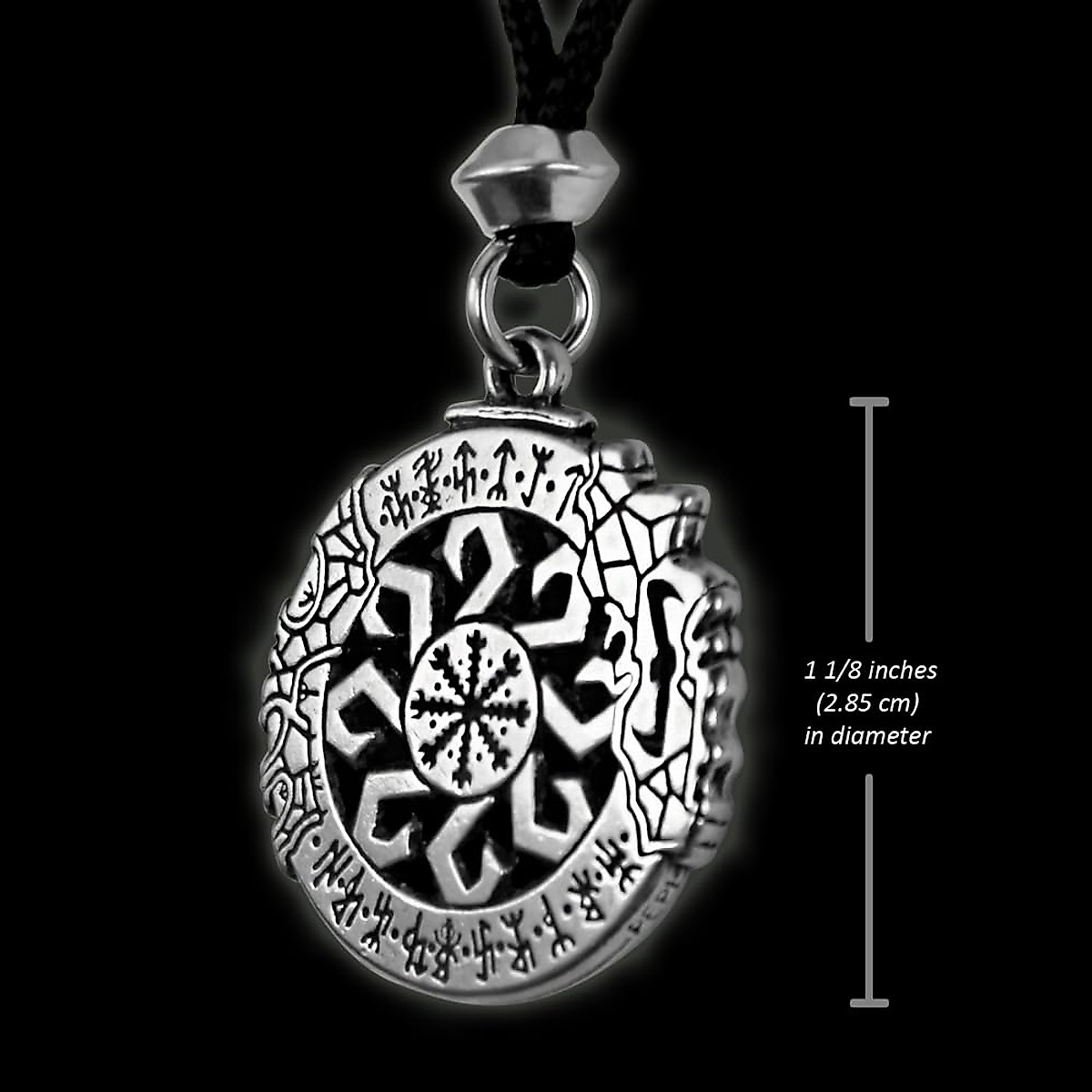 Pewter Invincibility in Battle Aegishjalmur Norse Viking Rune Pendant