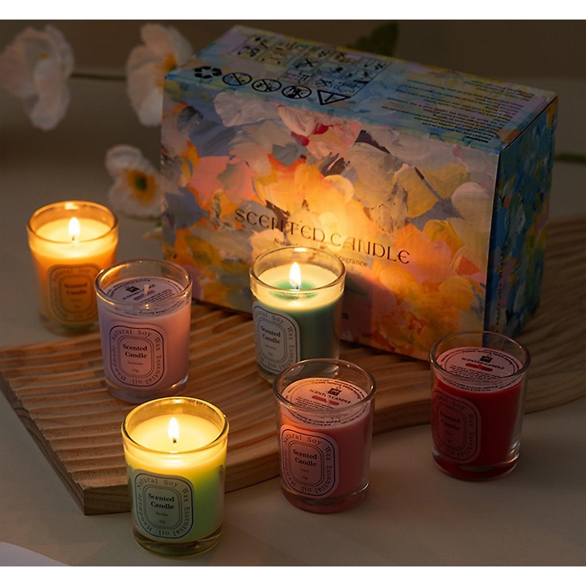 6 Pack Aromatherapy Scented Candles Gifts Set for Women,Natural Soy Wax Lavender Candles,33 oz 100 Hour Long Lasting Candles for Home,Yoga,Stress Relief