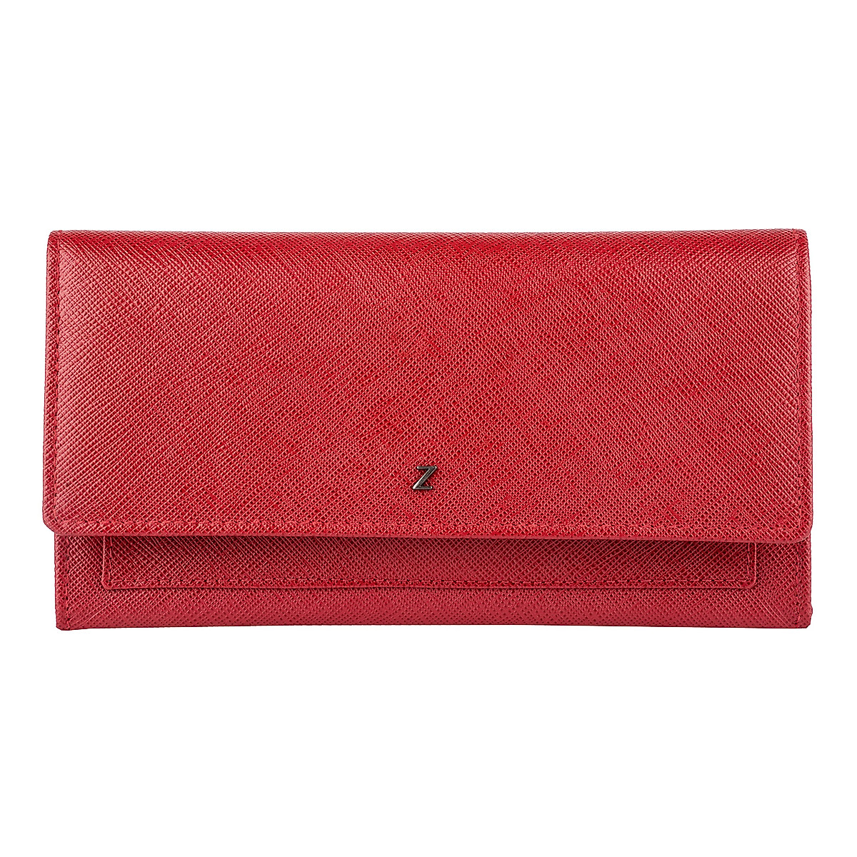 Zinda Genuine Leathers Women’s Wallet Long Purse Flap Over RFID Protection (Red)