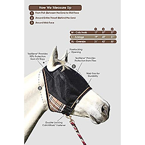Kensington UViator CatchMask Horse Fly Mask with Web Trim UV Eye Protection Mask for Horse - Large, Deluxe Black