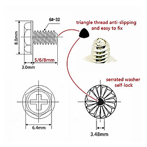 ZIYTEX 50pcs 6#-32x5/6/8mm Case Power Supply Hard Drive HDD Motherboard Video Card Phillips Head Mount Fix Screw Bolt (Color : Silver, Size : 6-32x5mm)