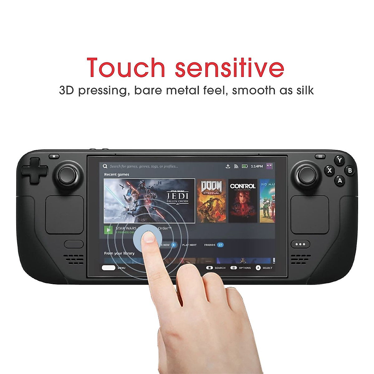 [2PACK] TS TRANSETT Tempered Glass Screen Protector Compatible with Valve Steam Deck, 9h Hardness, 0.33mm Thickness, DOES NOT interfere with touchscreen sensitivity