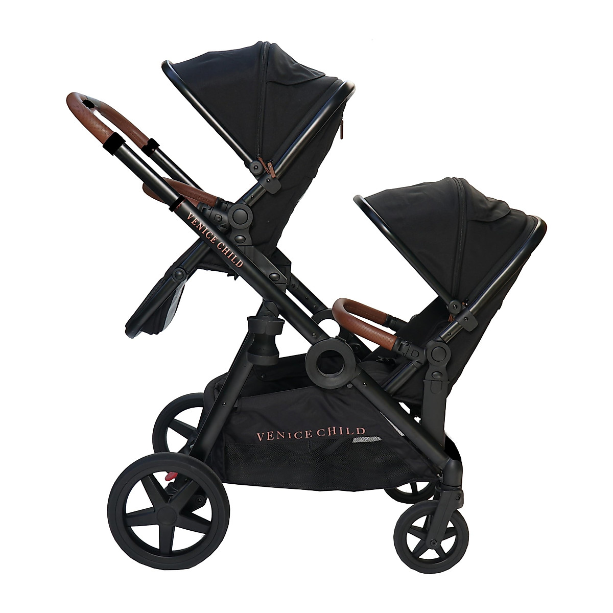 Venice Child Maverick Tandem Travel System Single to Double Stroller- Includes 2 Toddler Seats (Package 3, Eclipse Black)