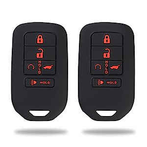 TOMALL 2Pcs Silicone Key Fob Cover for Honda Civic Accord Pilot CR-V Passport Insight EX EX-L Touring 2015-2021 5 Buttons Smart Key Protection Case Keyless Jacket Car Accessory(Black)