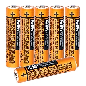 EOCIK HHR-65AAABU 630mAh NI-MH Rechargeable AAA Battery for Panasonic 1.2V AAA Rechargeable Battery for Cordless Phones (630-4pcs)