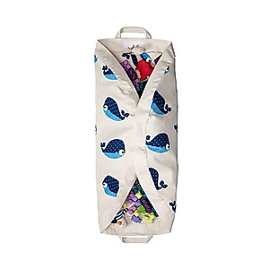 3 Sprouts Play Mat & Toy Storage Bag - Large Portable Toy Organizer, Kids Toy Bag for Boys & Girls - Playroom Storage & Activity Mat, Whale