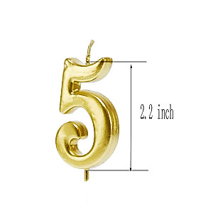 Mart 45th Birthday Candles,Gold Number 45 Cake Topper for Birthday Decorations