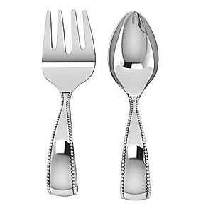 MiZa Sterling Silver Beaded Loop Spoon Fork Set
