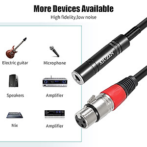 XIUZEN XLR Female to 1/4 Inch Cable, Balanced 3 Pin Female XLR to Female Quarter inch(6.35mm) TRS Stereo Jack Audio Adapter Connector Interconnect Cable -1.5 feet