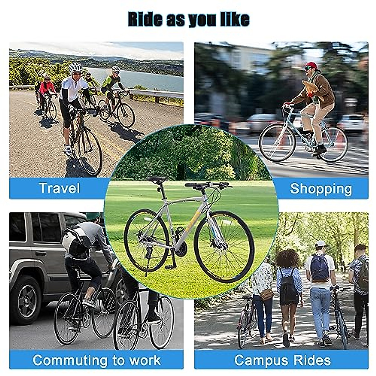 Mens Road Bike Hybrid Bikes, 700x25C Road Bikes for Men and Women, 8 Speed Commuter Bike Bicycles for Men